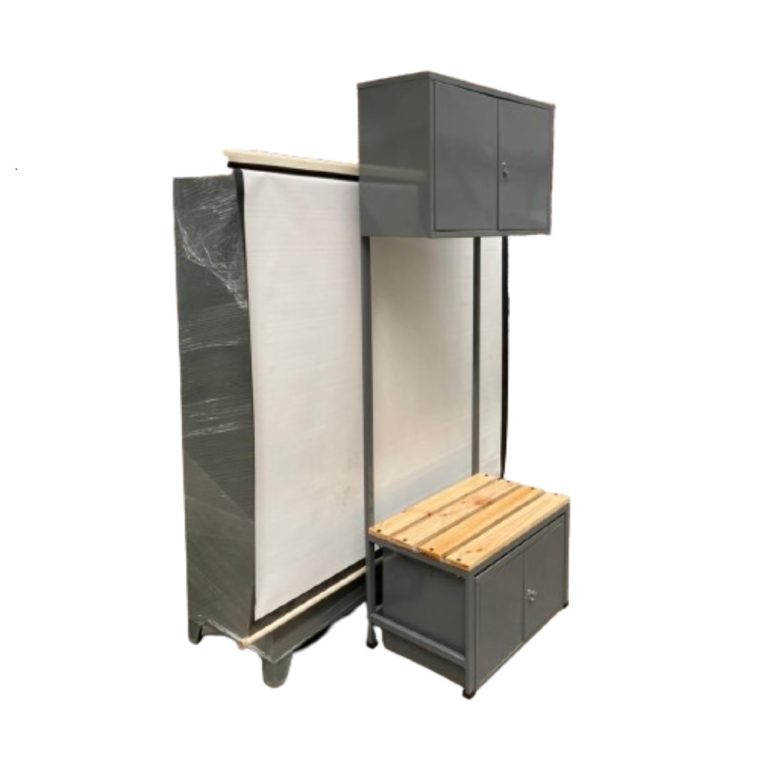 Locker metálico doble cajón con banca - Santiago Muebles